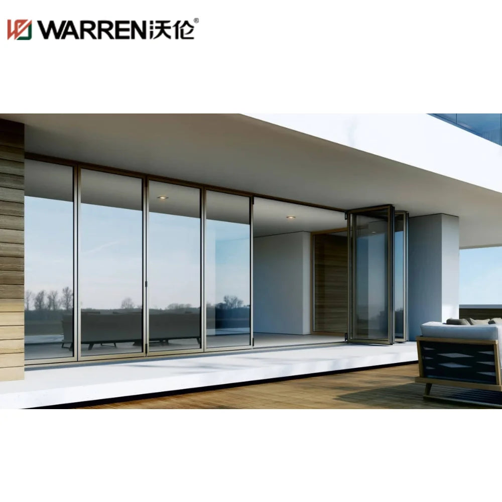 Warren 35x80 Bifold Aluminium Tempered Glass White Double Patio Door E ...